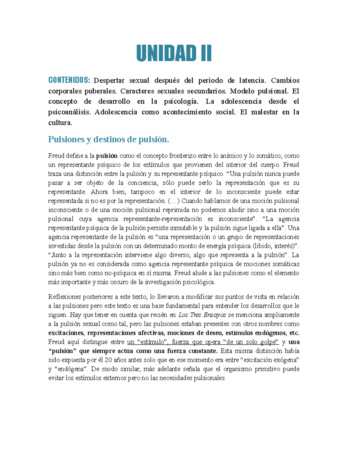 Resumen de Unidad II. Psico del Desarrollo II - Psicología del Desarrollo III - UADER - Studocu