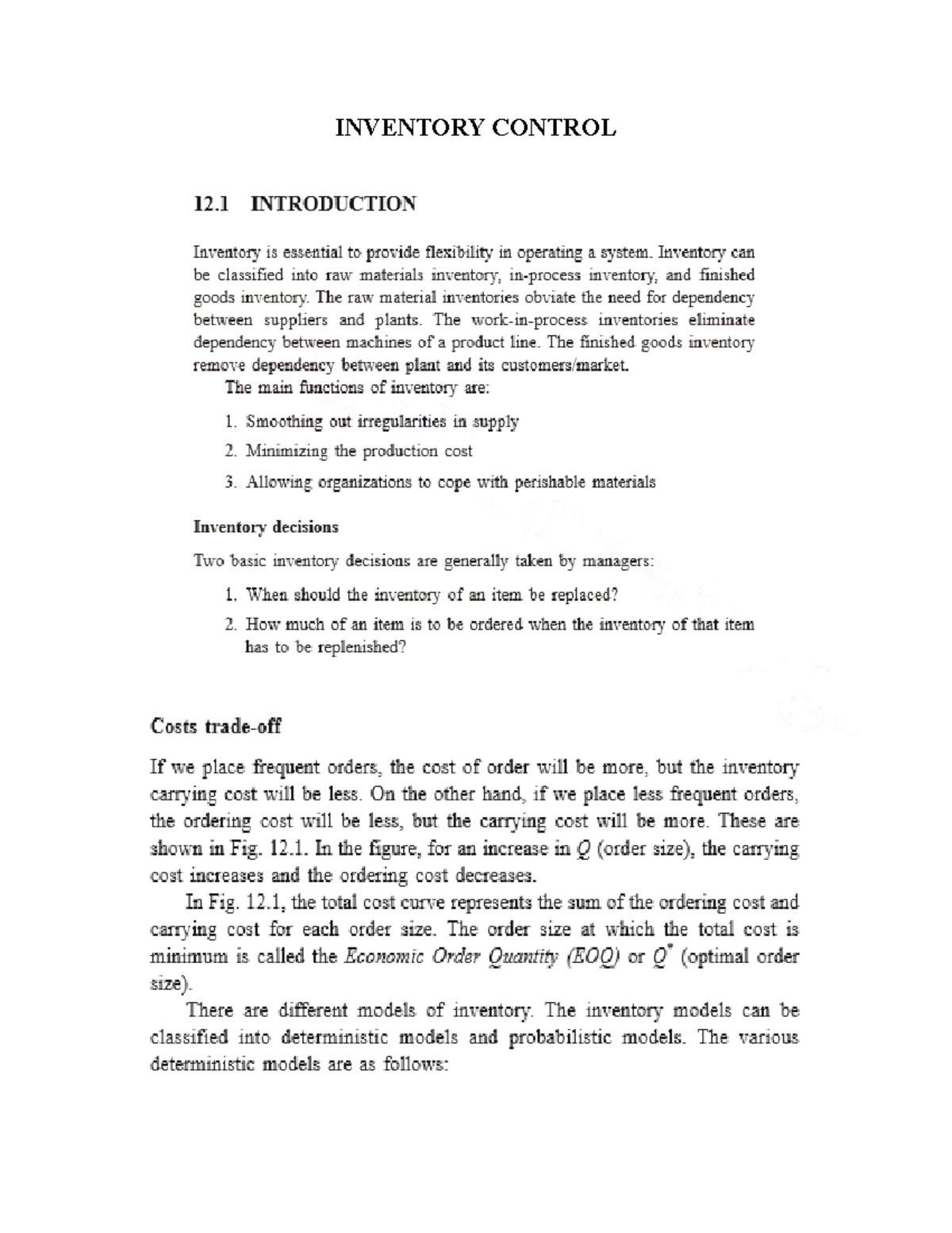 Inventory control - PRODUCTION AND OPERATION MANAGEMENT (HU611 ...