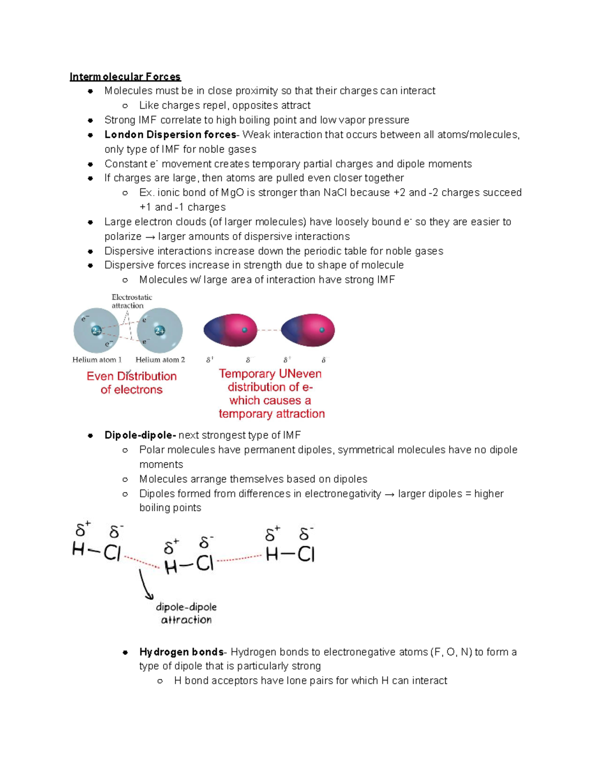 General Chemistry Final Exam Study Guide - Intermolecular Forces ...