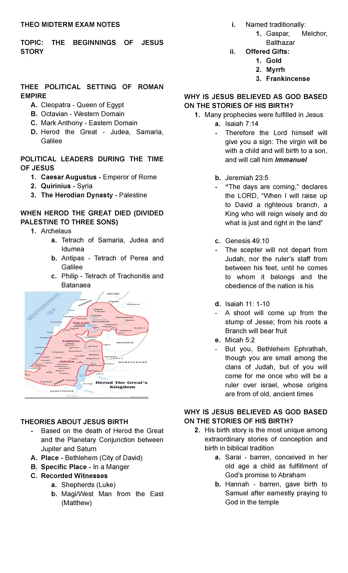 THEO - THE Final Times OF Jesus Notes - THEO MIDTERM EXAM NOTES TOPIC ...