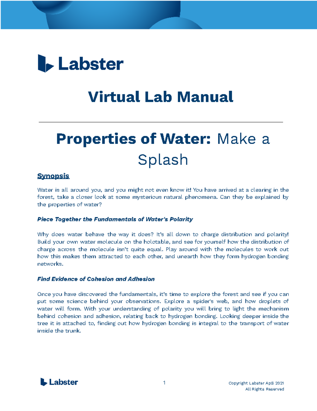 Lab Manual Properties of Water - Virtual Lab Manual Properties of Water ...