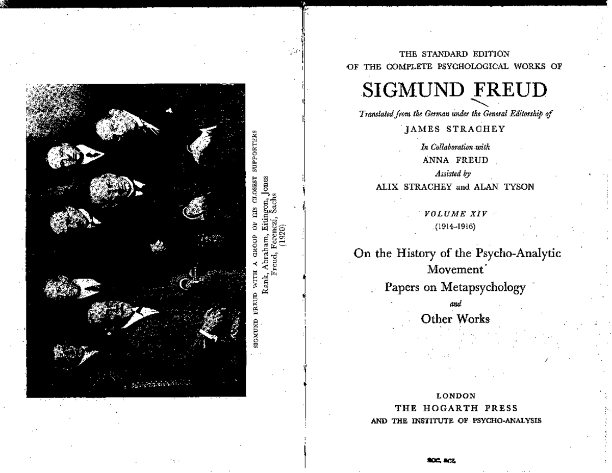 Freud Mourning And Melancholia - THE STANDARD EDITION OF THE COMPLETE ...