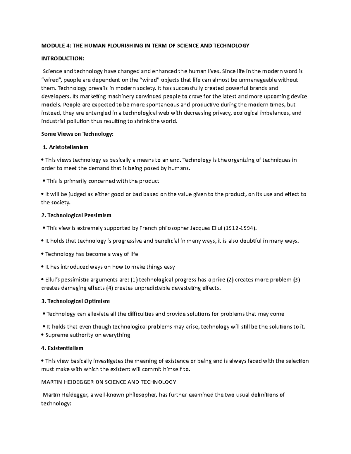 Module 4 THE Human Flourishing IN TERM OF Science AND Technology ...