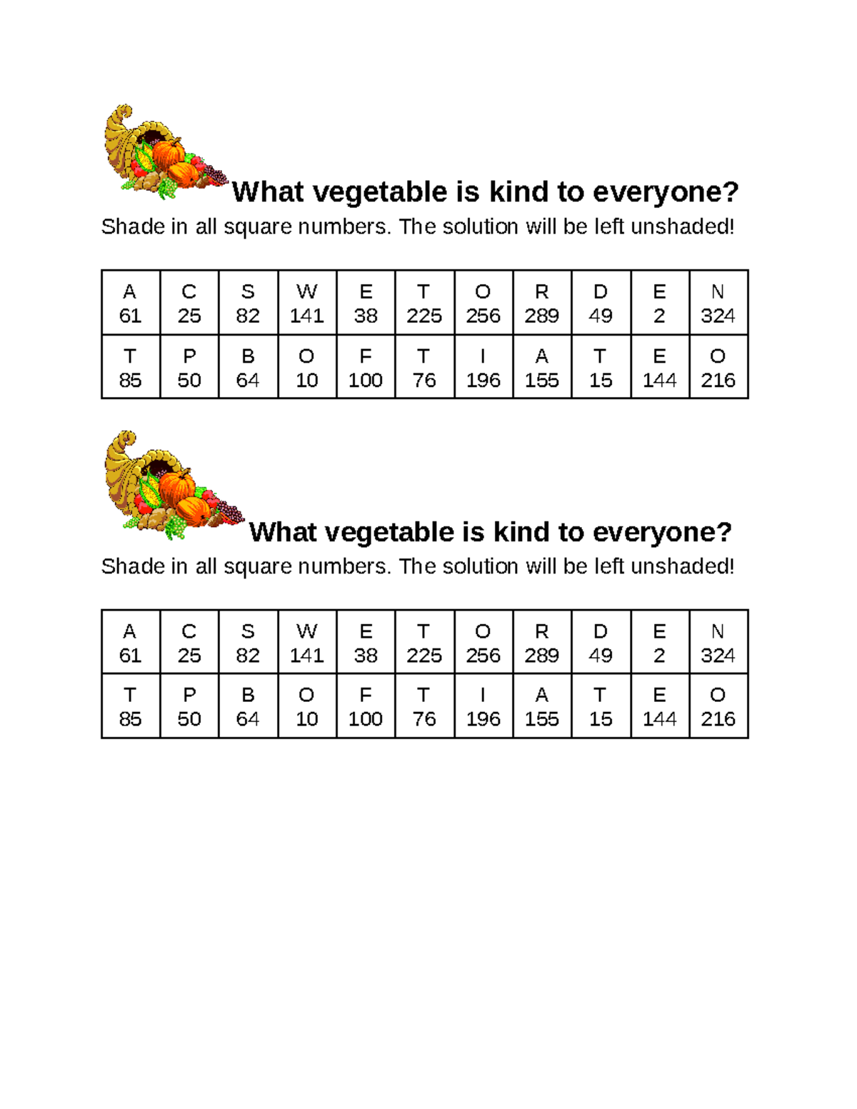 EXIT Tickets - Google Docs - What vegetable is kind to everyone? Shade ...