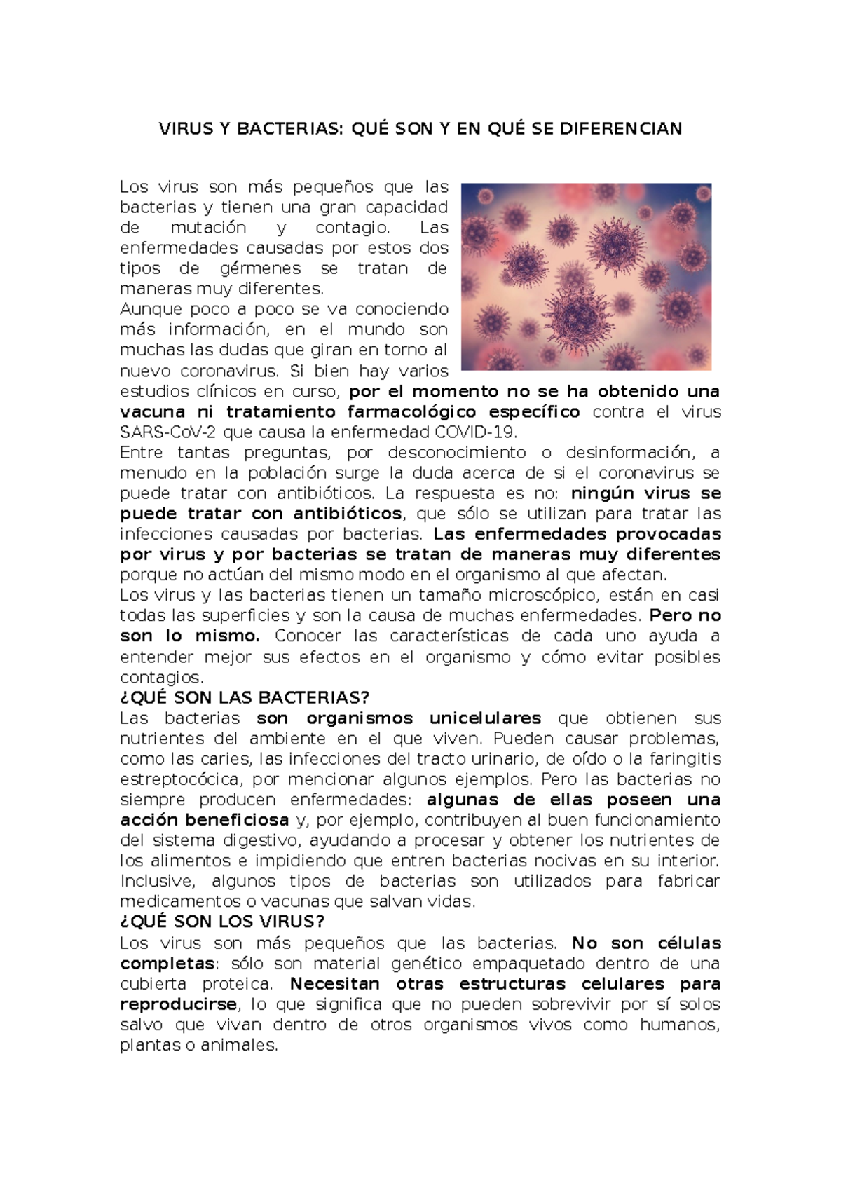 Virus Y Bacterias - bacteriaas - VIRUS Y BACTERIAS: QUÉ SON Y EN QUÉ SE ...