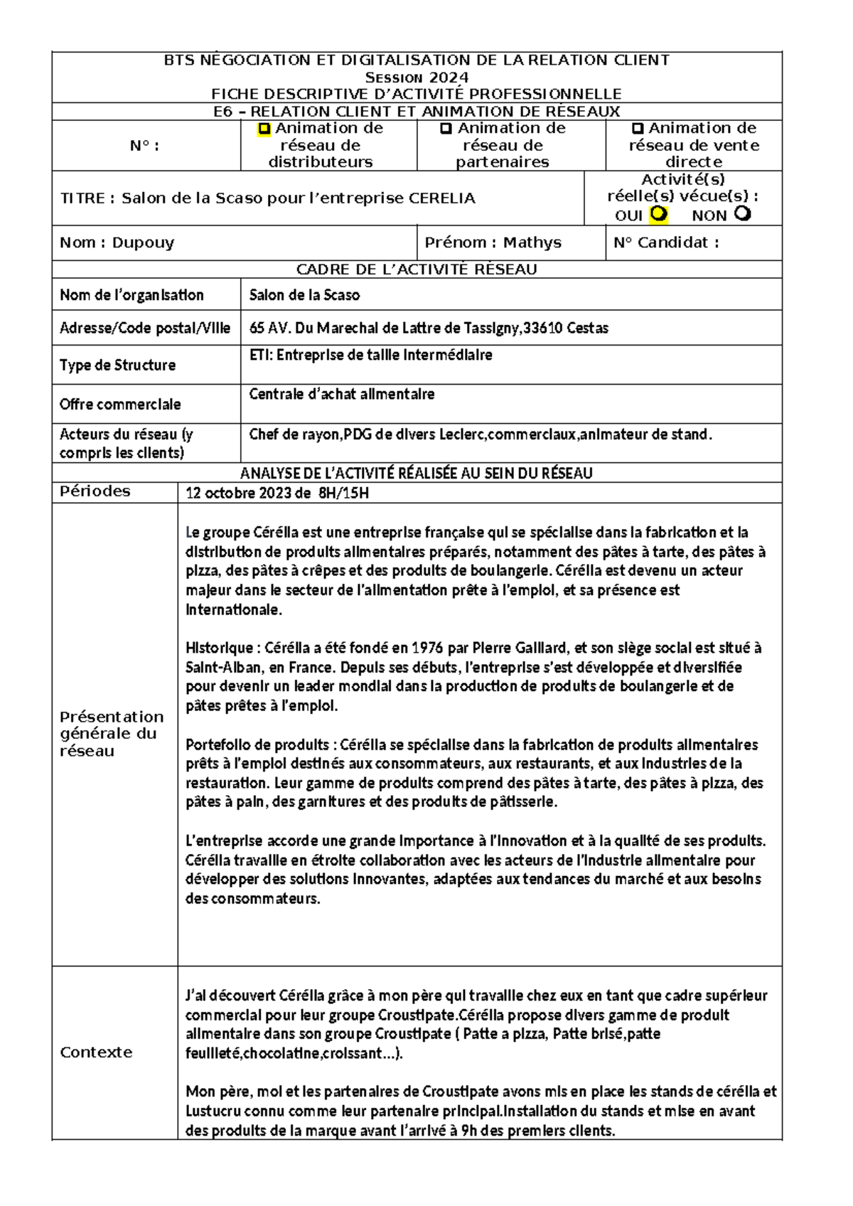 E6 fiche descriptive 2024 - BTS NÉGOCIATION ET DIGITALISATION DE LA ...