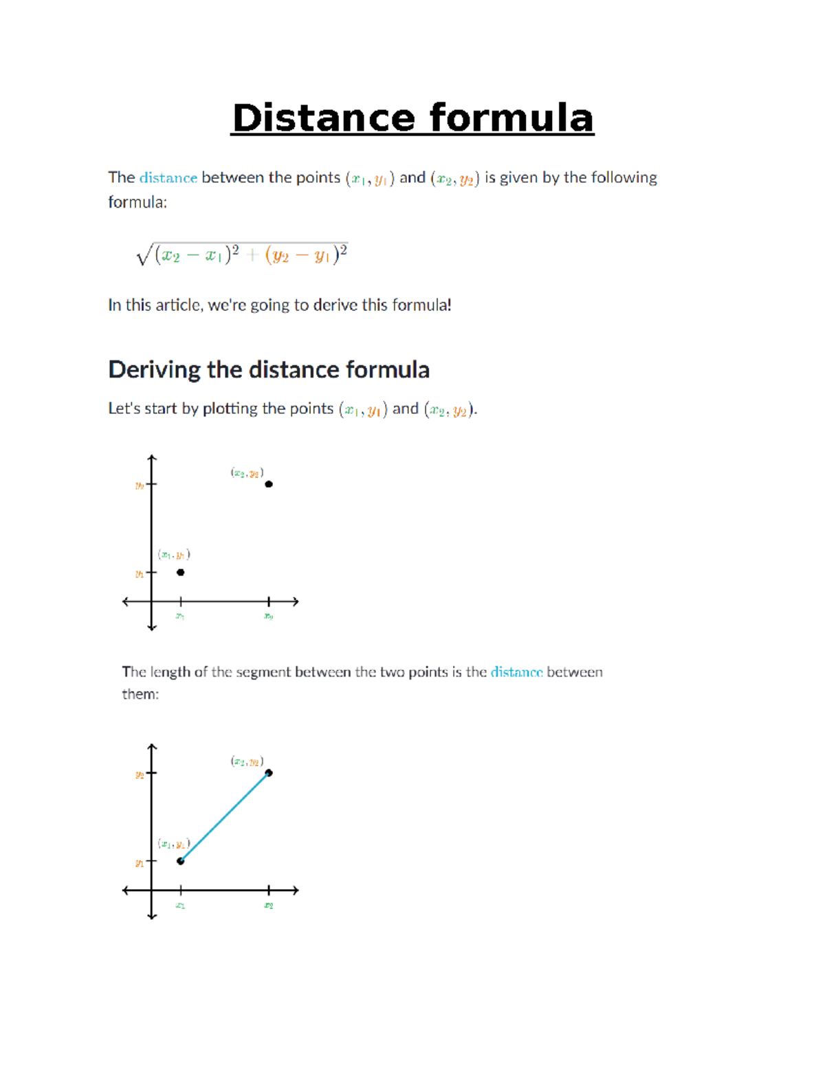 Distance formula - Studocu