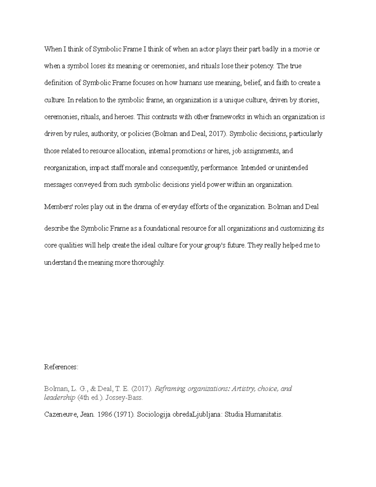 Week Four Post 1 - Weekly writing on Symbolic Frame with references ...