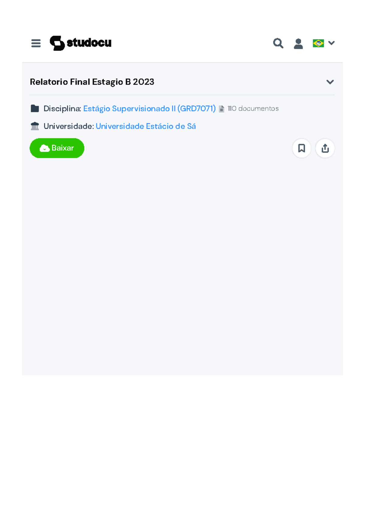 Relatorio Final Estagio B 2023 - Universidade ESTÁCIO DE SÁ Curso DE Psicologia Aplicada Campus ...