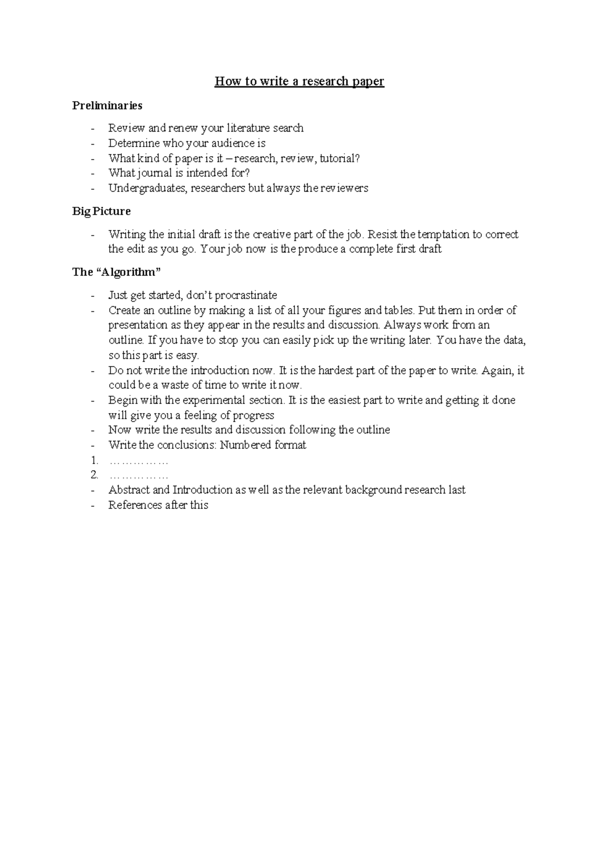 How to write a paper - How to write a research paper Preliminaries ...