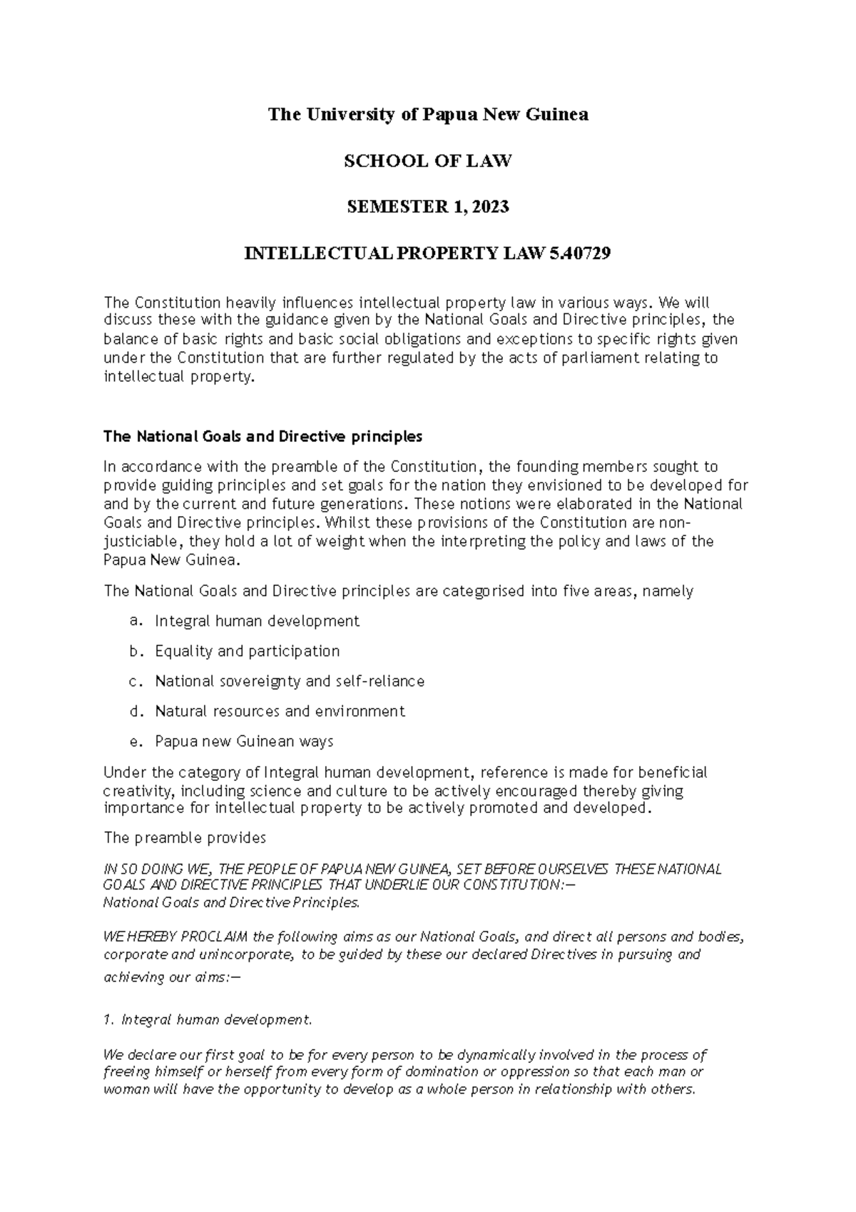 Constitution and Intellectual Property Law - The University of Papua ...