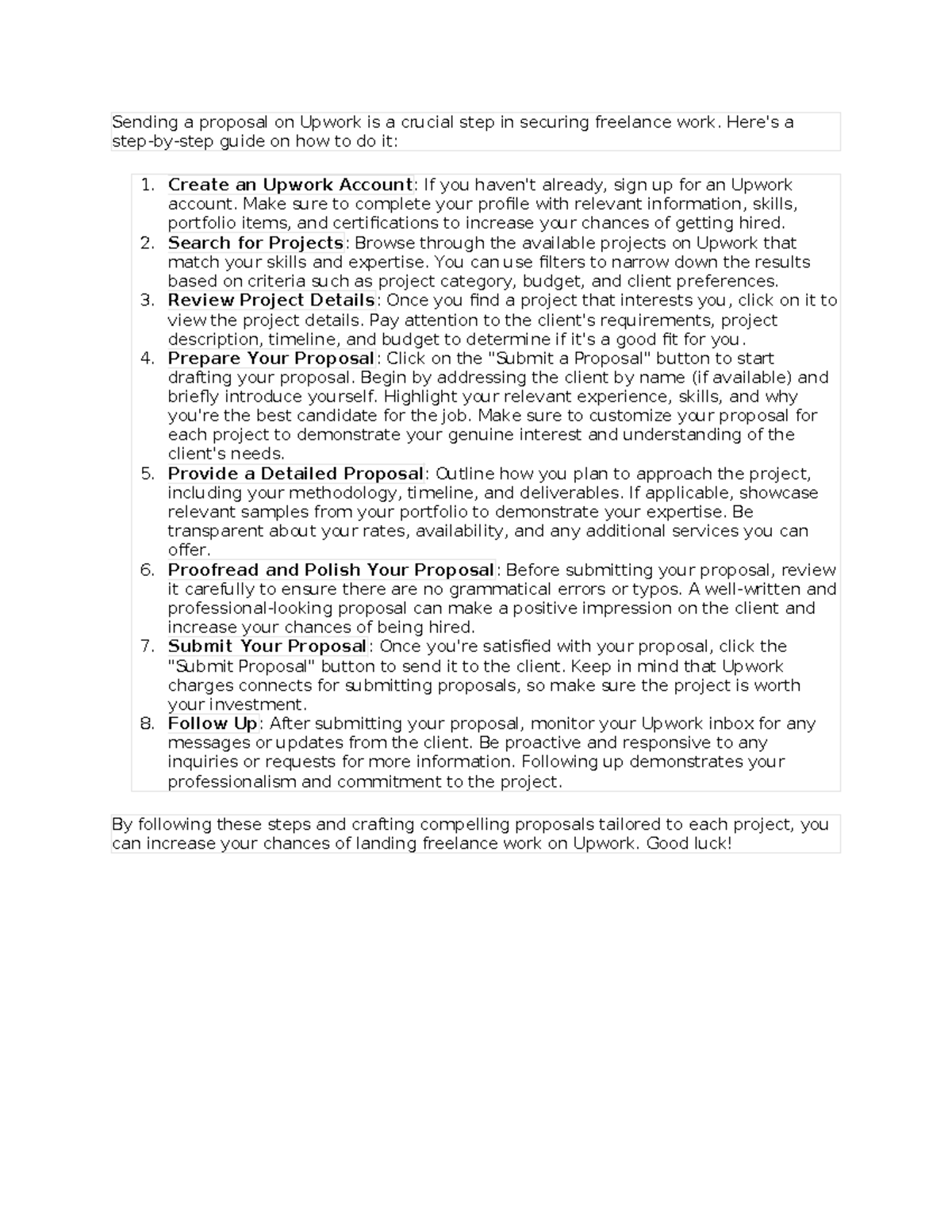 12. proposal business - Sending a proposal on Upwork is a crucial step ...