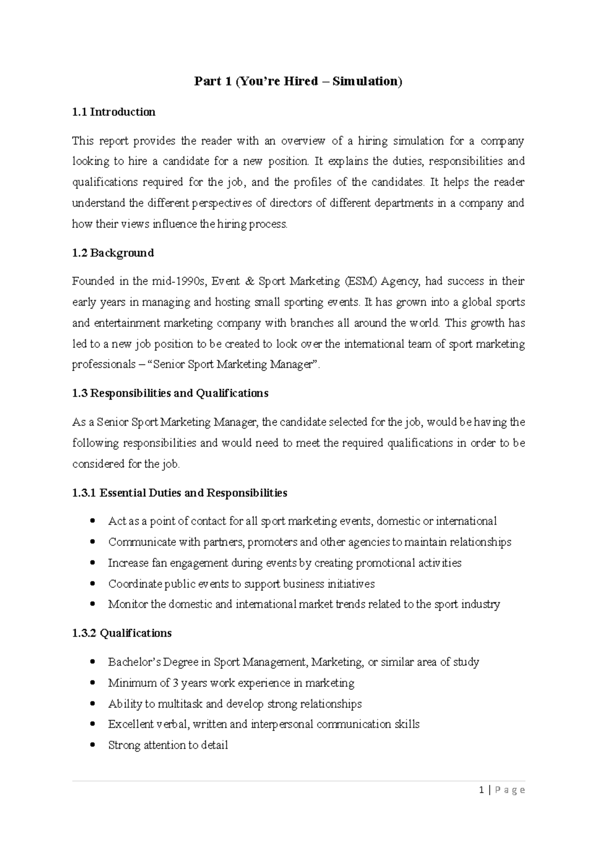 Hiring Simulation - MMS714 - Part 1 (You’re Hired – Simulation) 1 ...