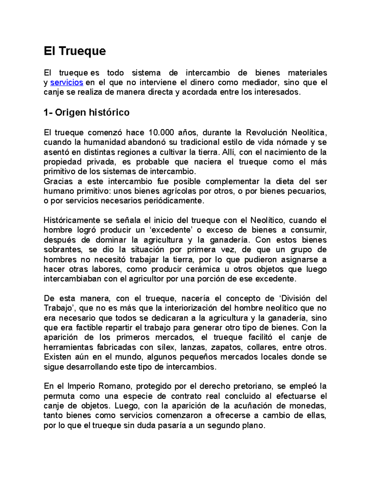 El Trueque Y el Dinero, Sus origenes - El Trueque El trueque es todo ...