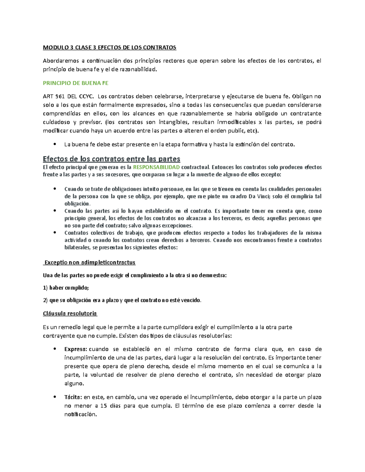 Modulo 3 Clase 3 Efectos DE LOS Contratos - MODULO 3 CLASE 3 EFECTOS DE LOS CONTRATOS ...