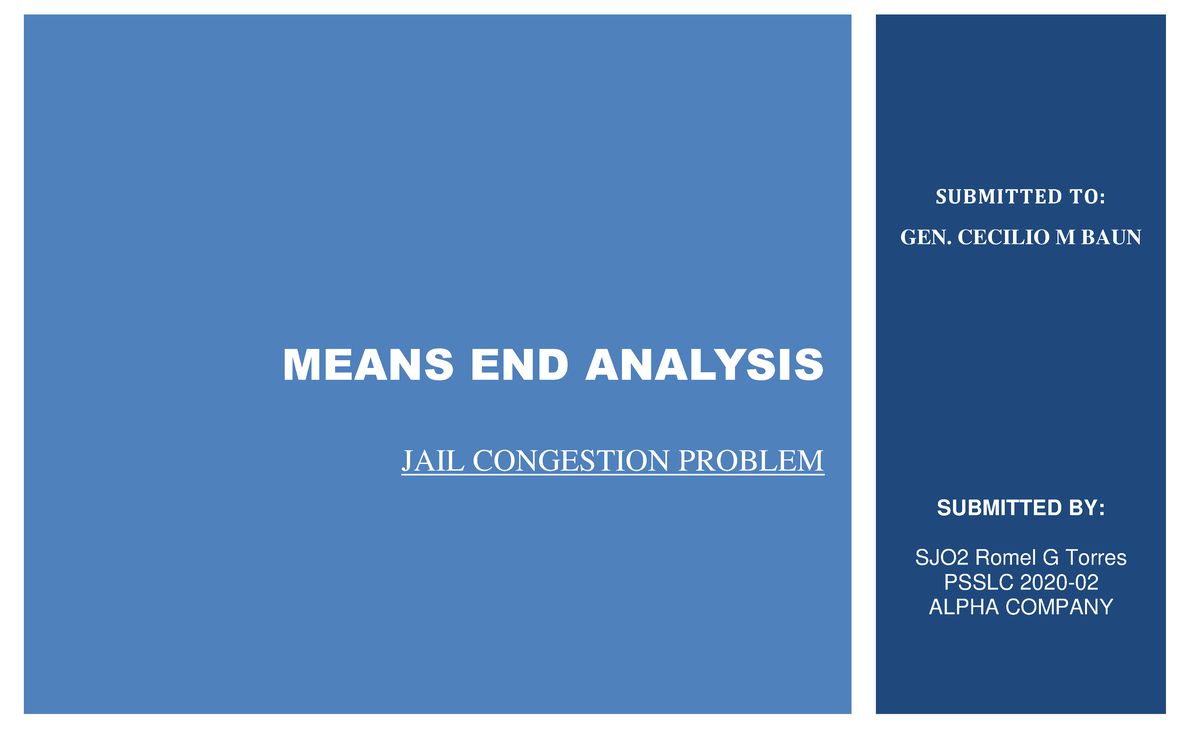 Means End Analysis 10-19-2020 - MEANS END ANALYSIS JAIL CONGESTION ...
