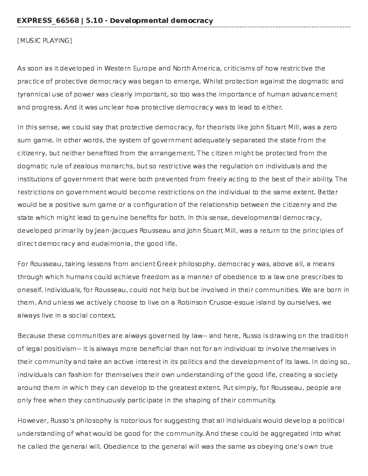 Intro to Politics - developmental democracy - EXPRESS_66568 | 5 ...