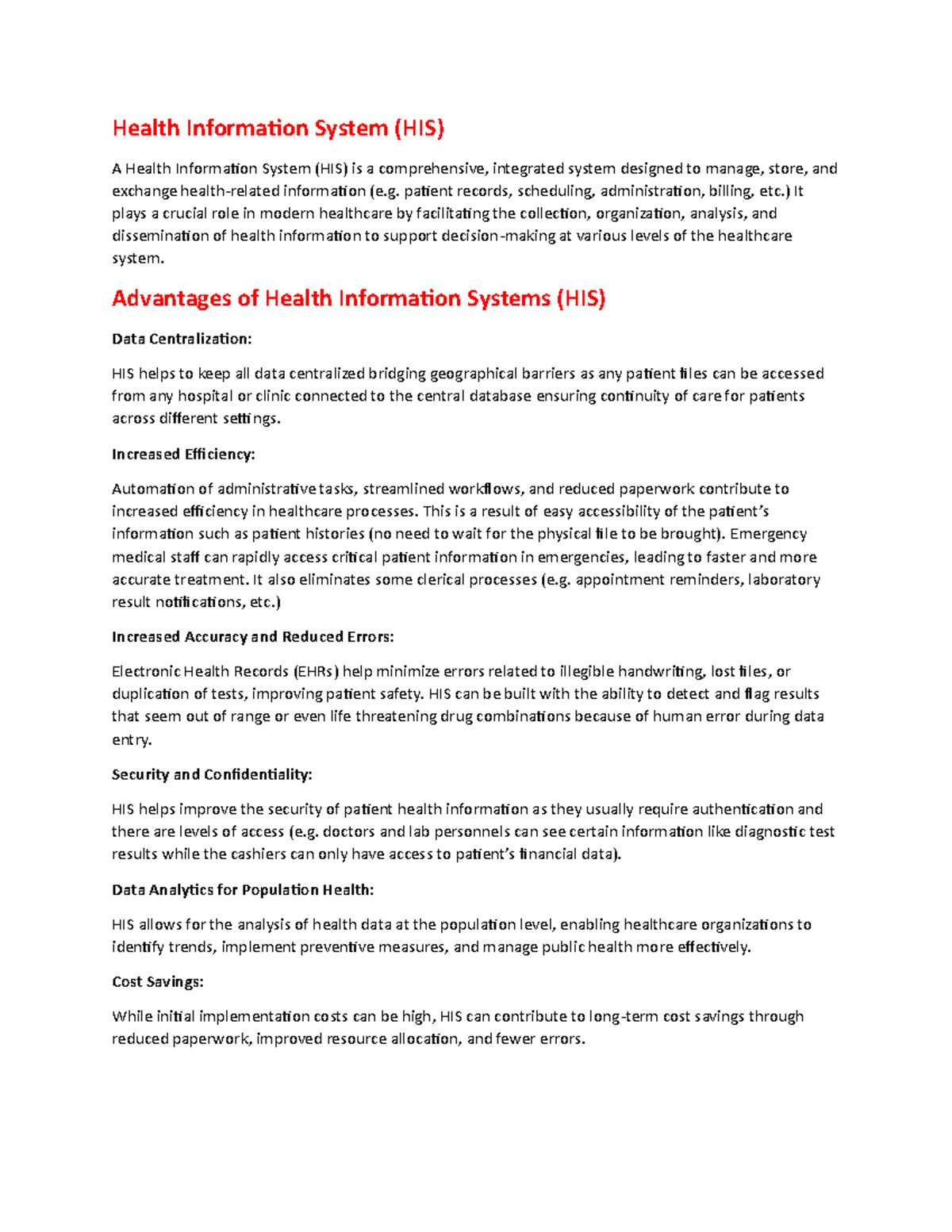 HIS compilation - Health Information System (HIS) A Health Information ...