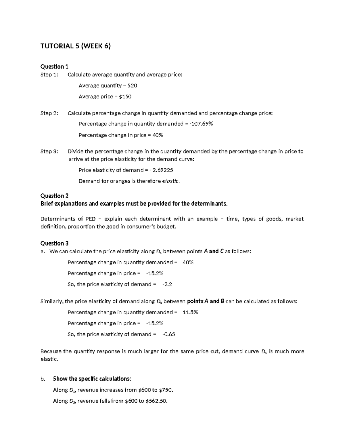 Tutorial 5 Solution Guide Tutorial 5 Week 6 Question 1 Step 1 Calculate Average Quantity