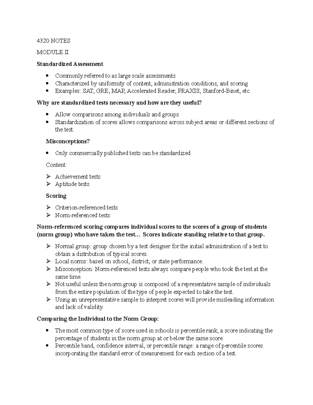 4320 Module 2 Notes - fgfdgrsgsrfs - 4320 NOTES MODULE II Standardized ...