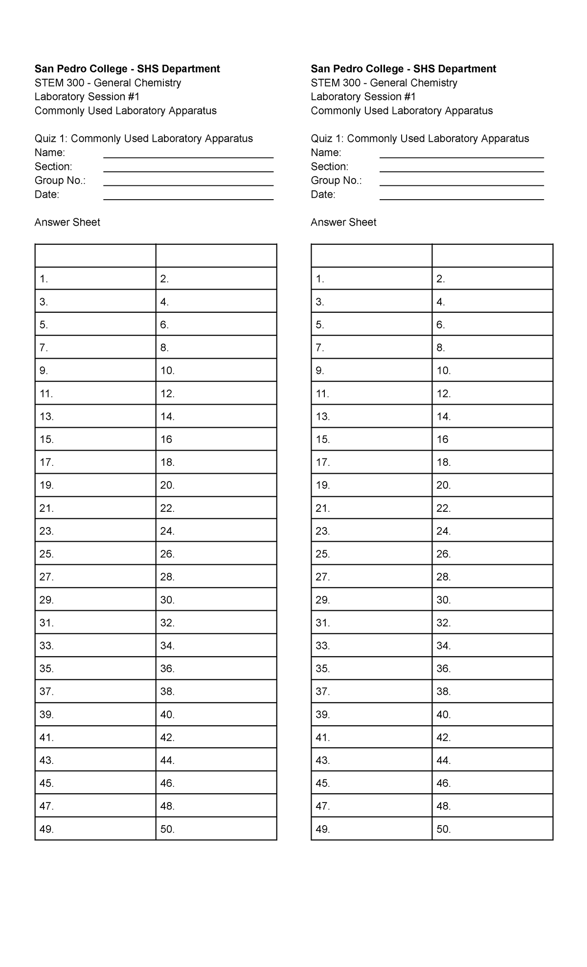 Laboratory Activity 1 - Answer Sheet - San Pedro College - SHS ...