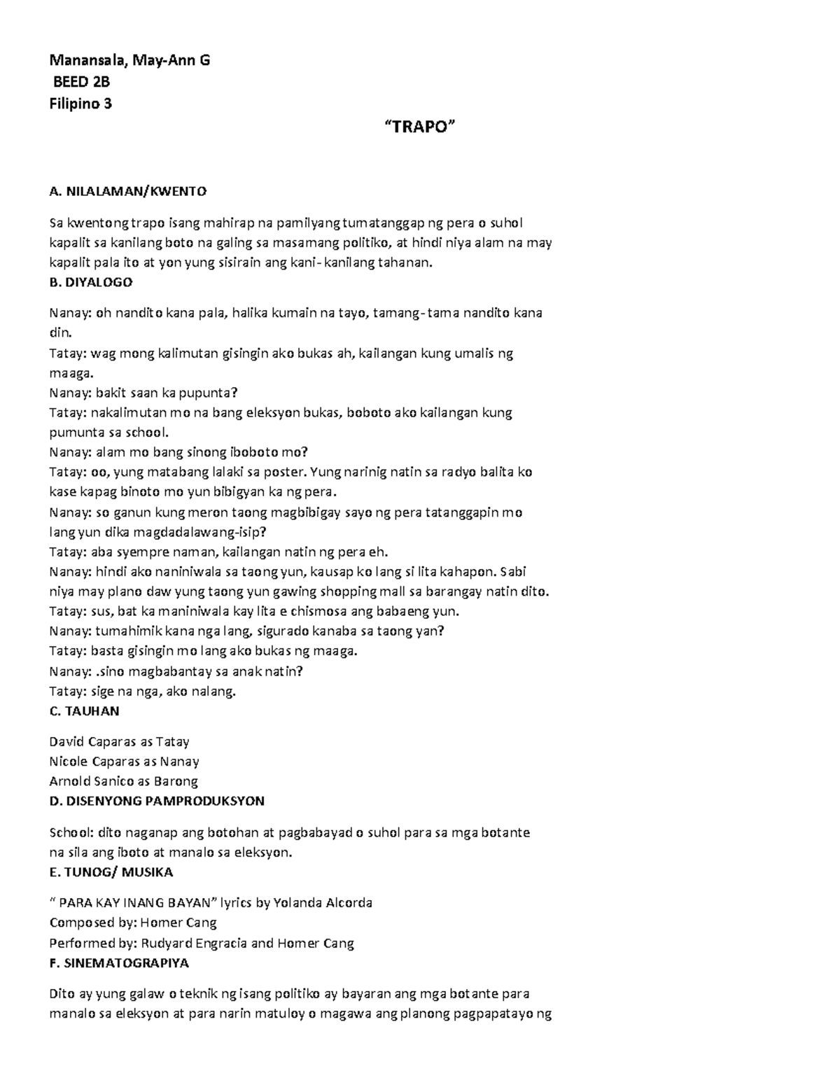 Trapo - Its is a reflection in a documentary film - Manansala, May-Ann ...