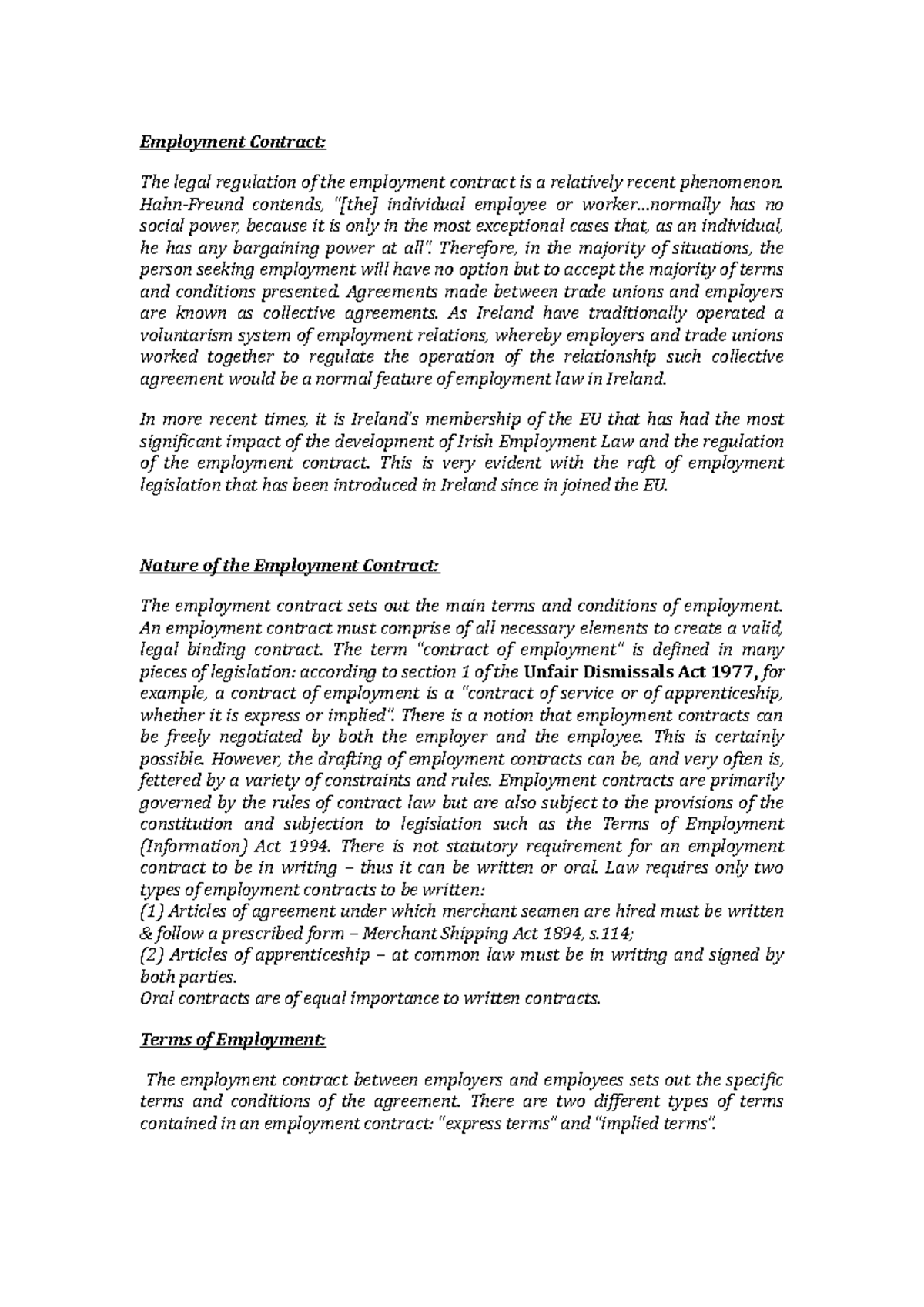 Employment Law The Employment Contract Employment Contract The employment-law-the-employment-contract-employment-contract-the