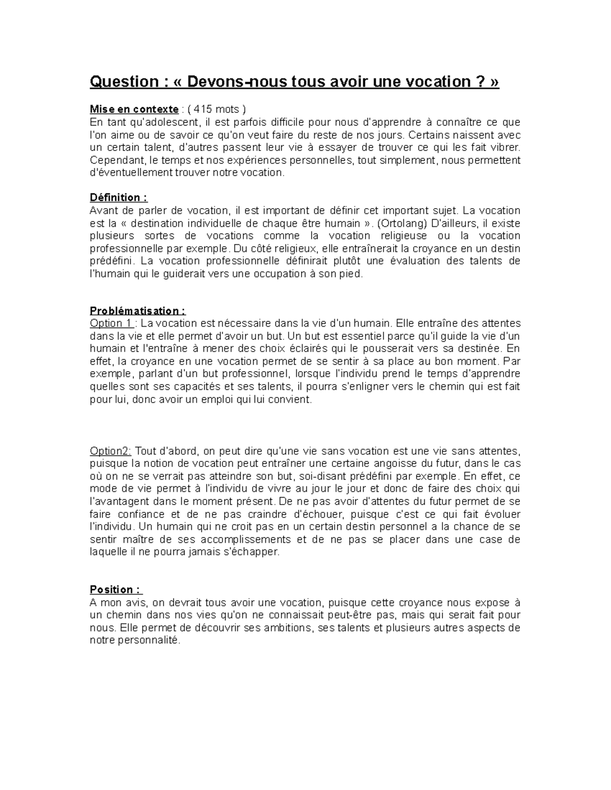Introduction philo - intro - Question : « Devons-nous tous avoir une ...