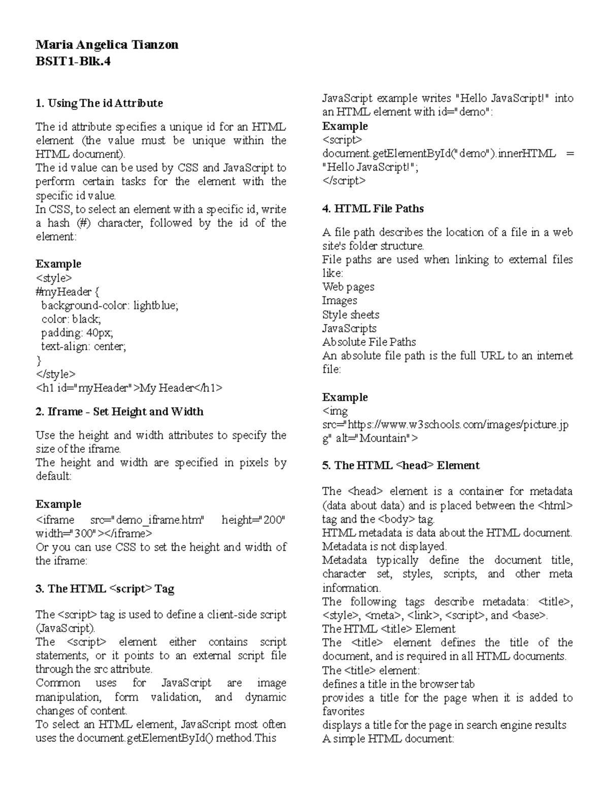 Htmlcode - Learn webpage development - Maria Angelica Tianzon BSIT1-Blk ...