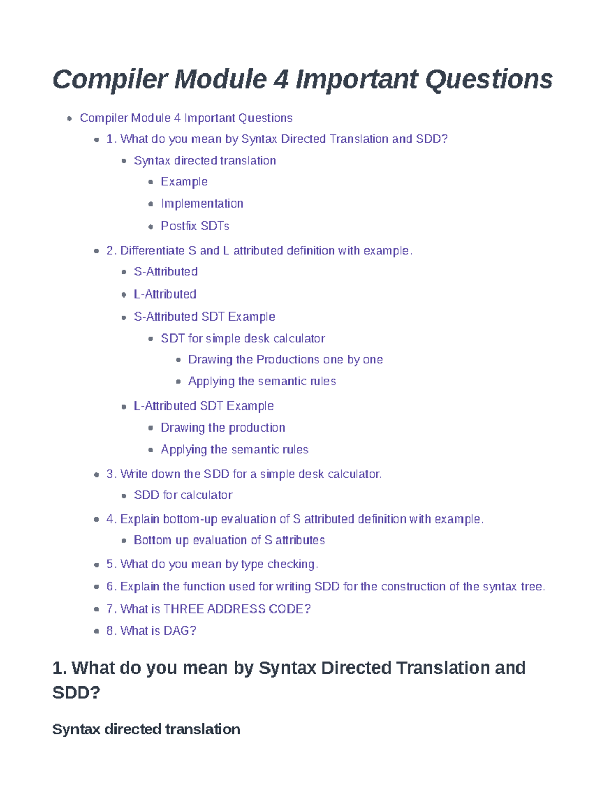 Compiler Module 4 Important Questions Compiler Module 4 Important