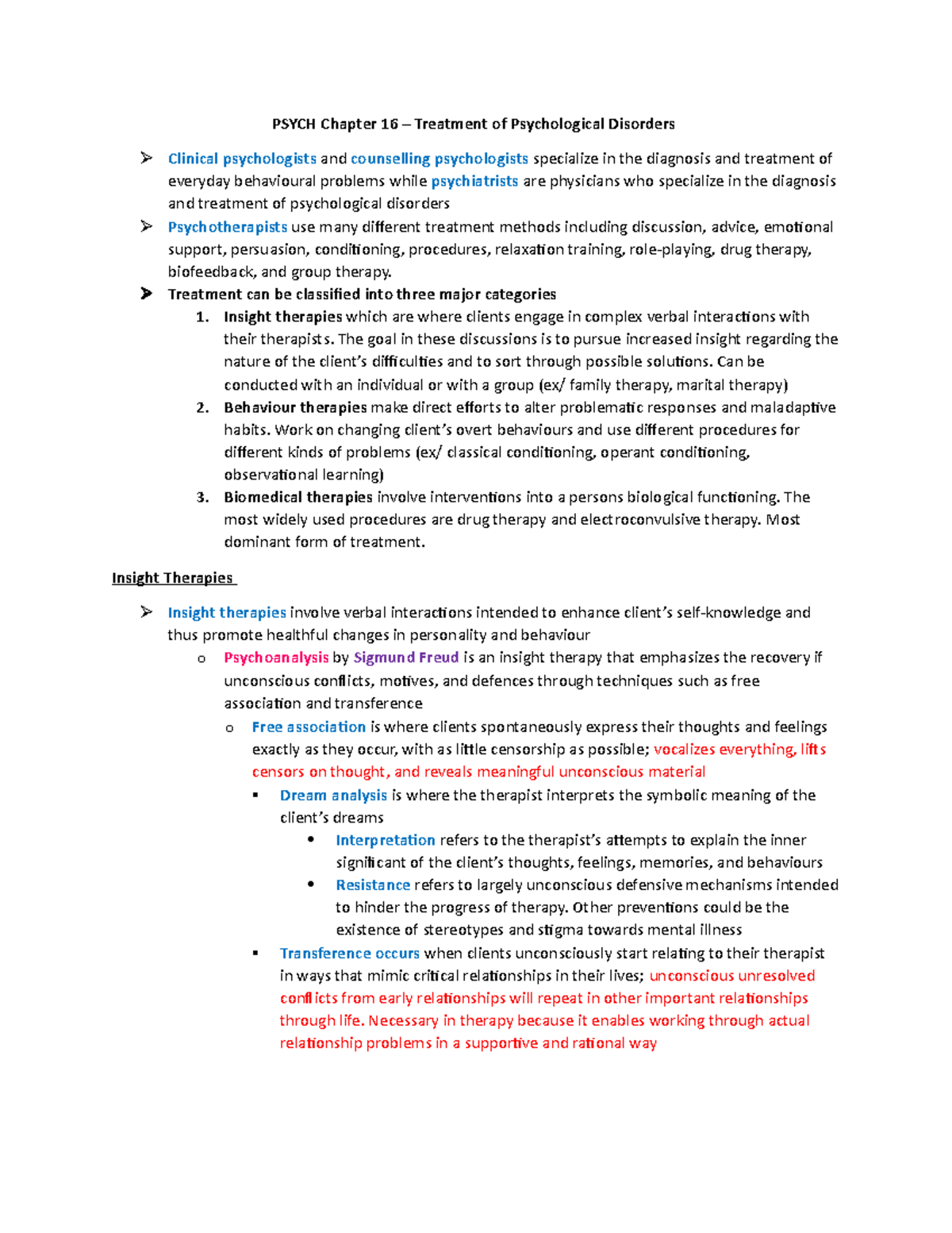 Psych Chapter 16 – Treatment of Psychological Disorders - PSYCH Chapter ...