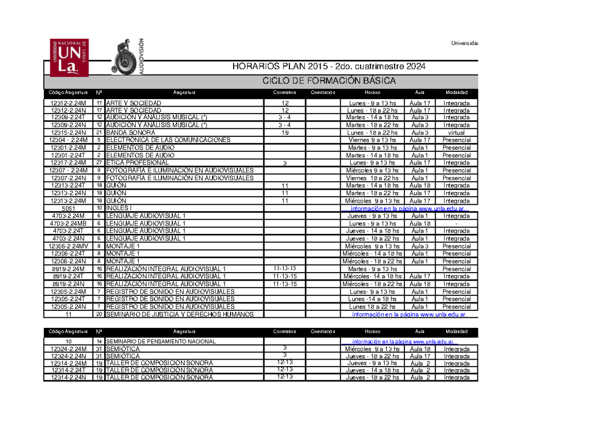 AV Oferta Académica 2C-2024 - Código Asignatura Nº Asignatura ...