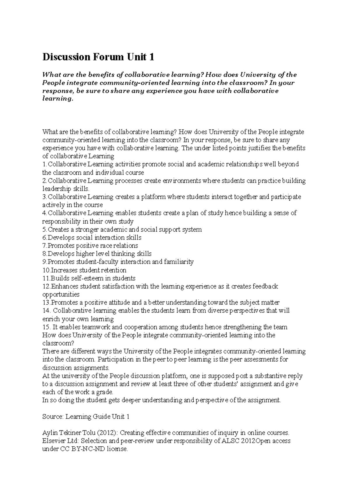 Online education techniques on remote learning 06 - Discussion Forum ...