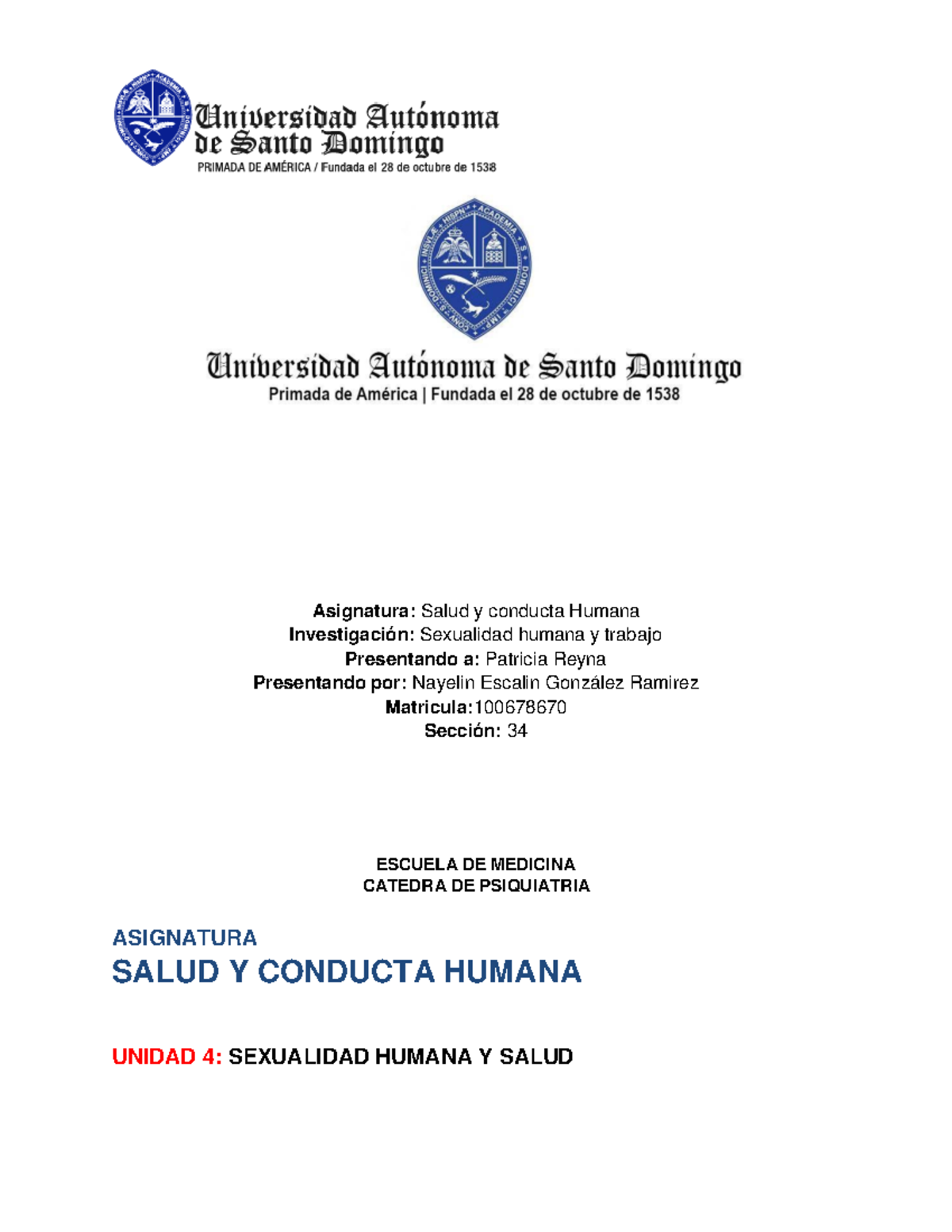 Consigna Unidad 4 Sexualidad Humana Y Salud Nayelin González 1