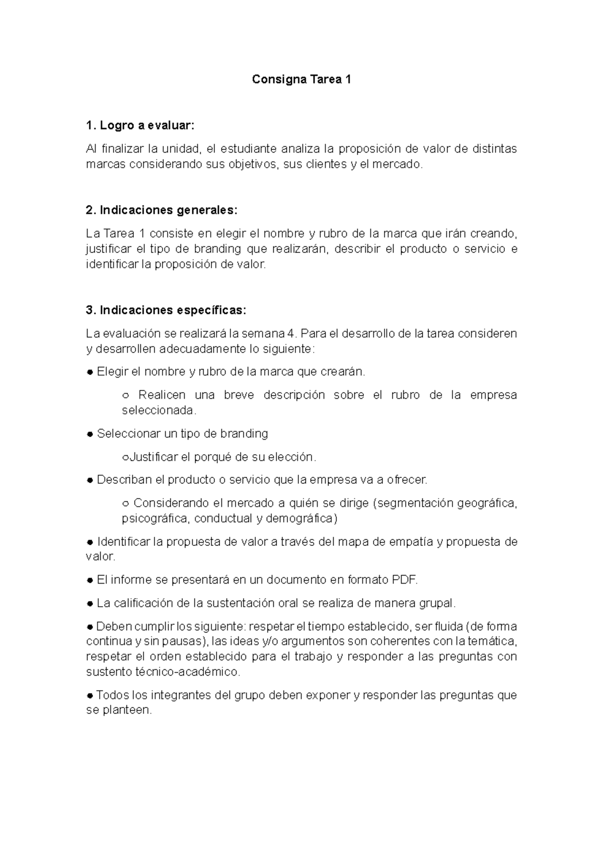 Consigna Tarea 1 - TA1 - Consigna Tarea 1 Logro a evaluar: Al finalizar la unidad, el estudiante ...