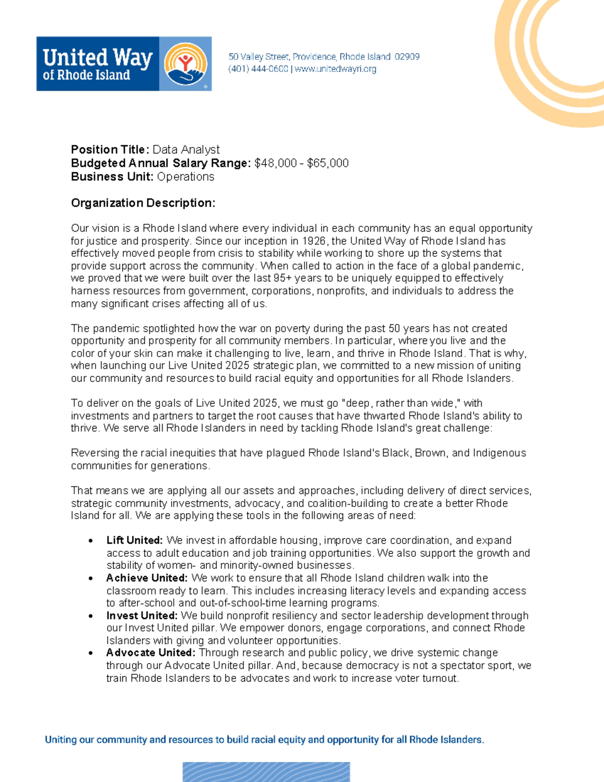 Data Analyst Fulltime - sdfs - Position Title: Data Analyst Budgeted ...