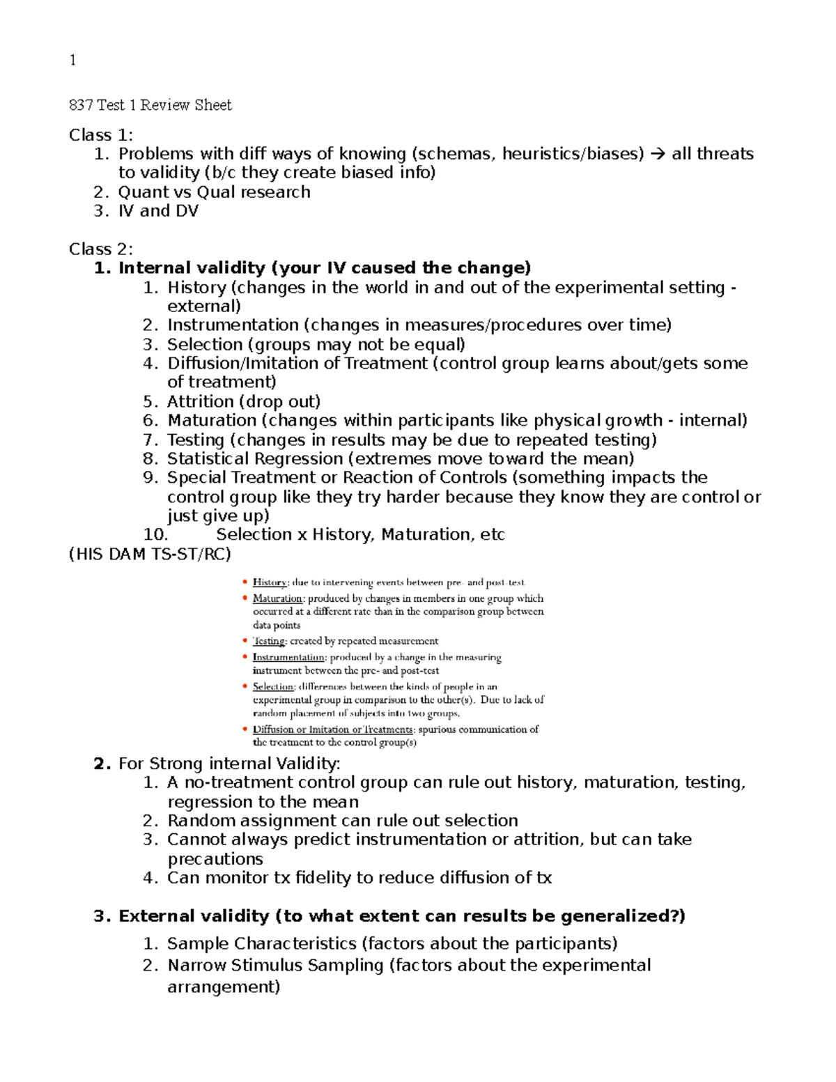 Review Sheet - Clinical Research - 837 Test 1 Review Sheet Class 1: 1 ...
