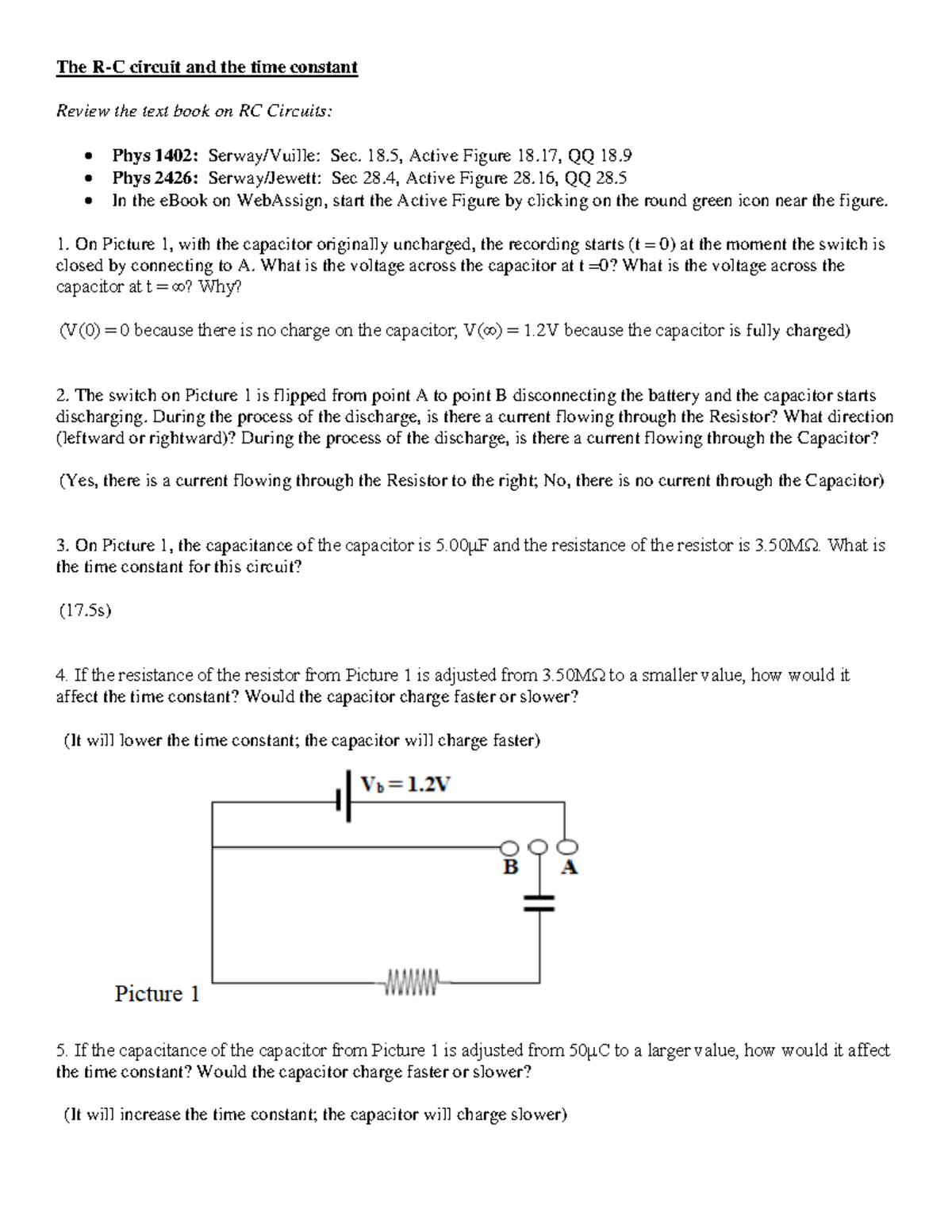 04 Practice - The RC circuts and the time constant - The R-C circuit ...