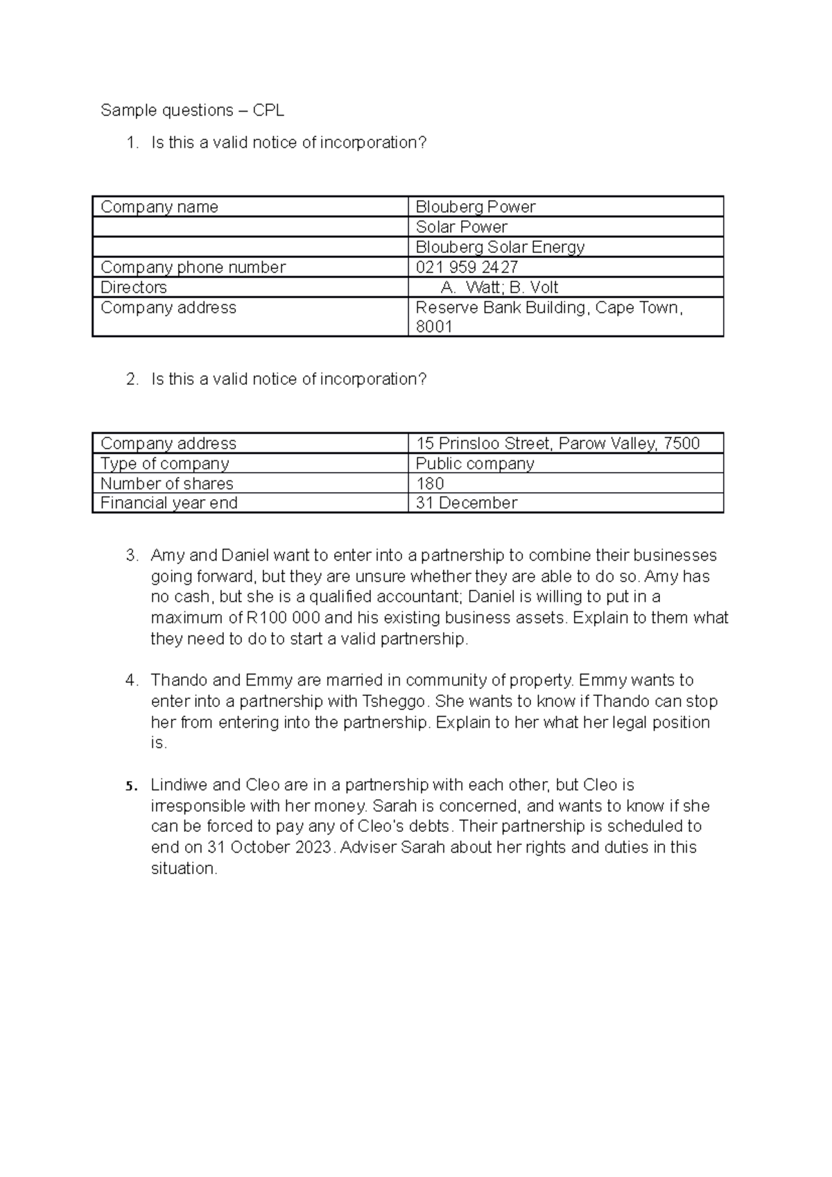 Revision Test1 - Sample questions – CPL Is this a valid notice of ...
