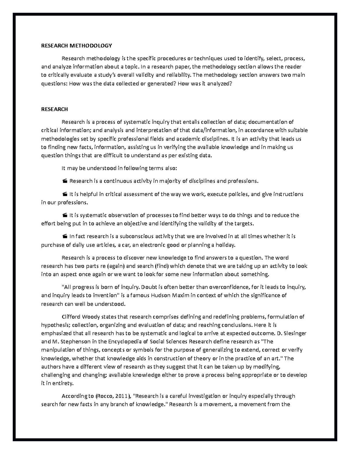 Research Methodology - RESEARCH METHODOLOGY Research methodology is the ...