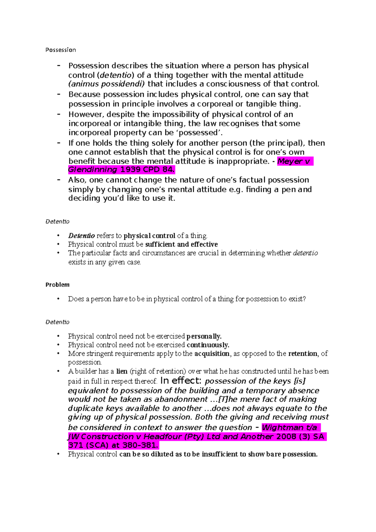 Possession 1 - Lecture notes 1-2 - Possession - Possession describes ...