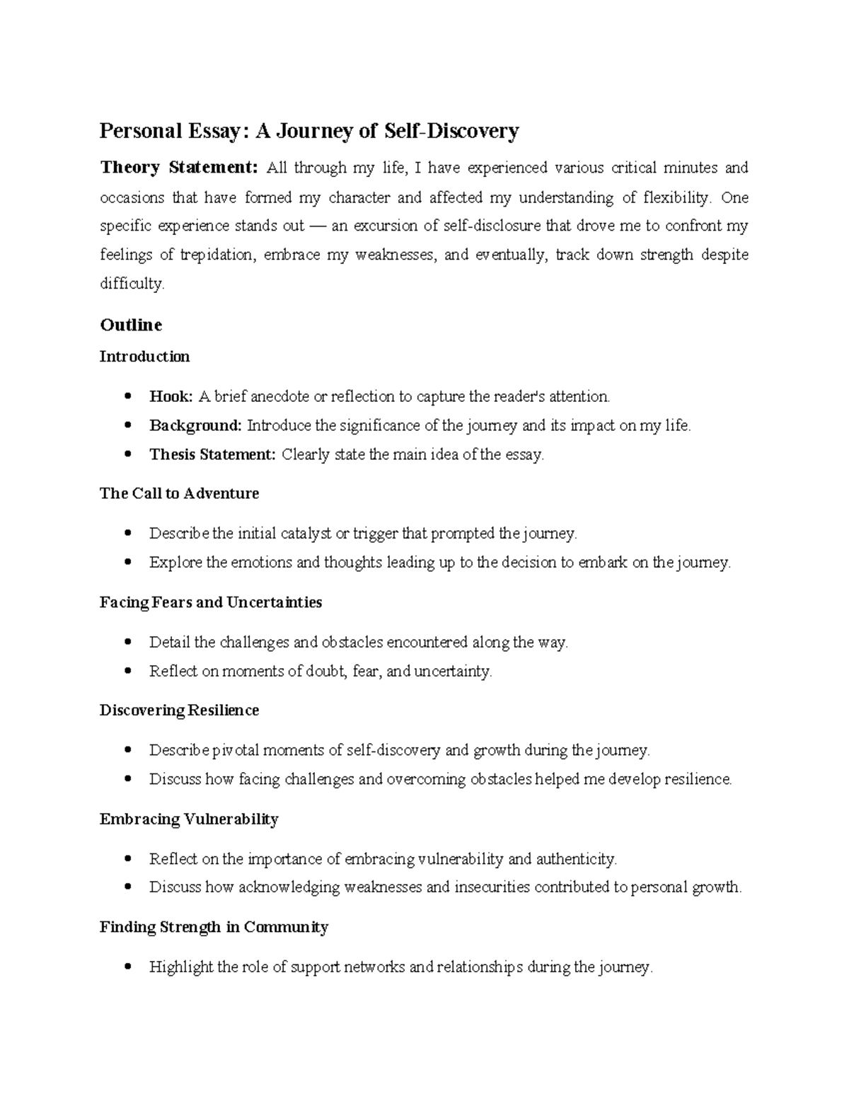 1.3 Writing a personal essay - Personal Essay: A Journey of Self ...