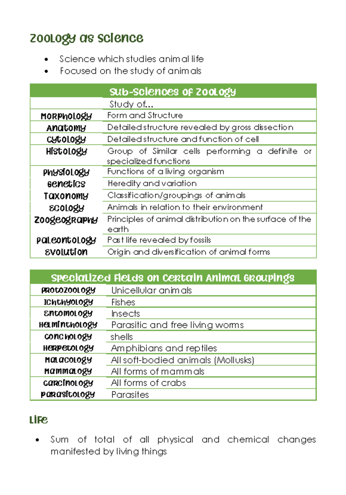 Zoo notes 1 - introduction to general zoology and introduction to ...