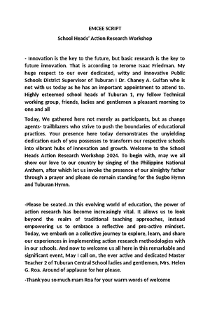 My Journey with you - SCRIPT To our highly esteemed faculty and staff ...