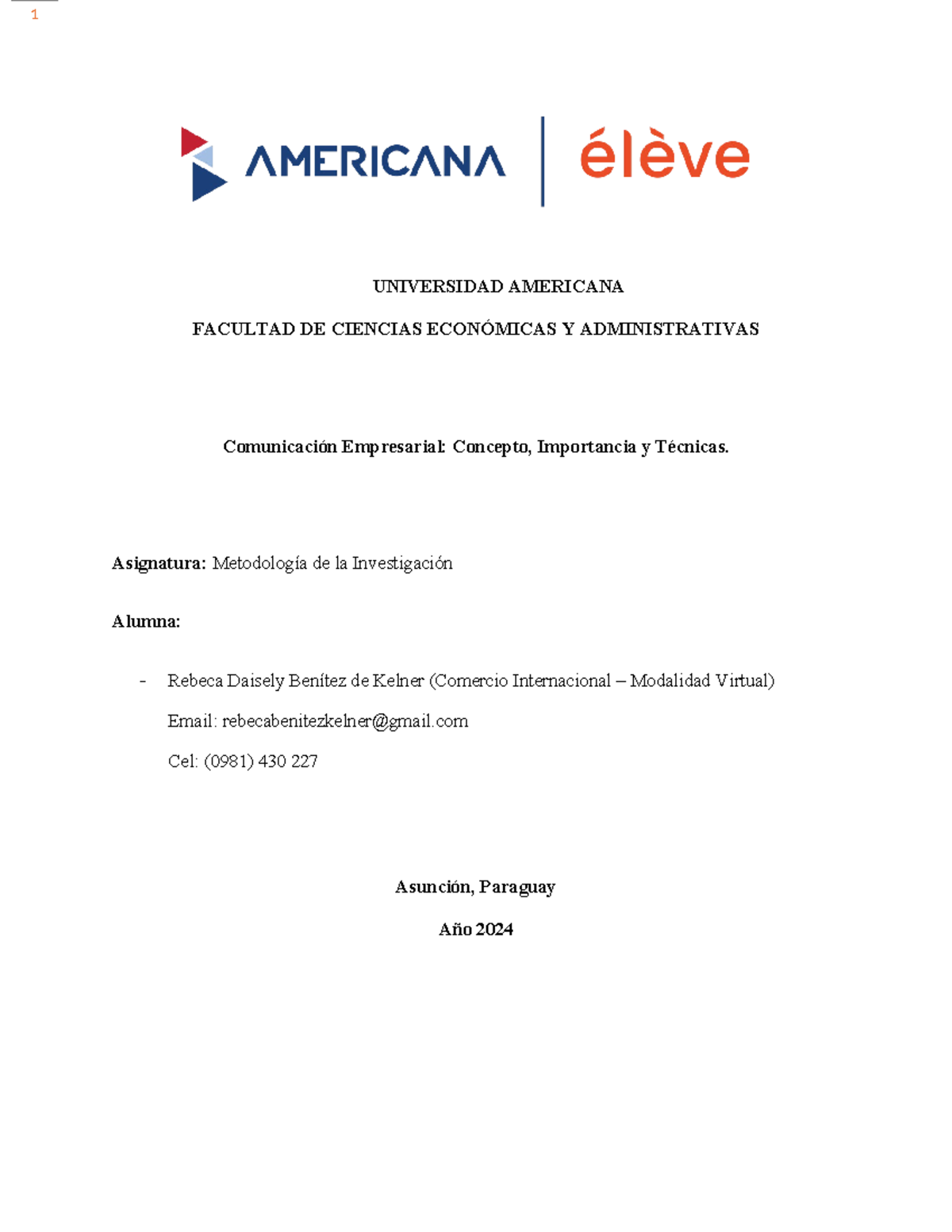 Rebeca Daisely Benitez Monzon - UNIVERSIDAD AMERICANA FACULTAD DE ...