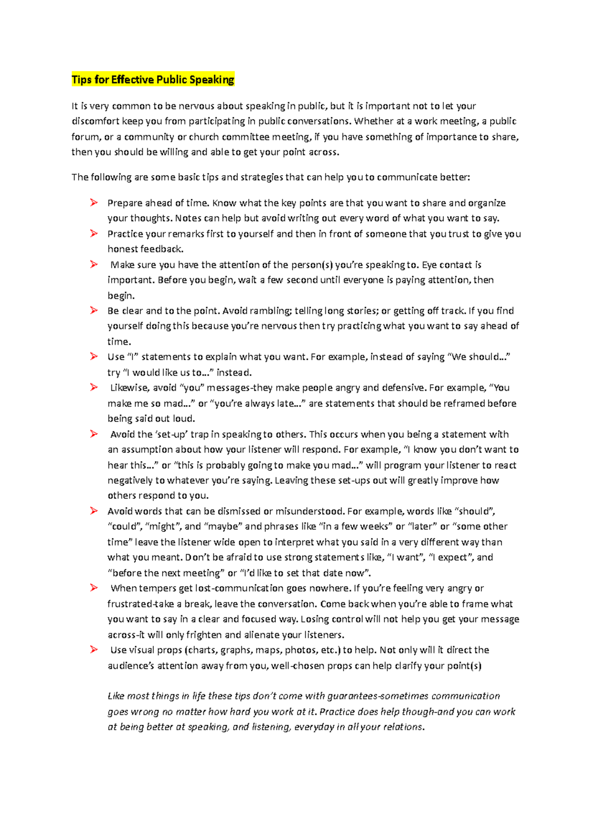 Tips for Effective Public Speaking - Whether at a work meeting, a ...