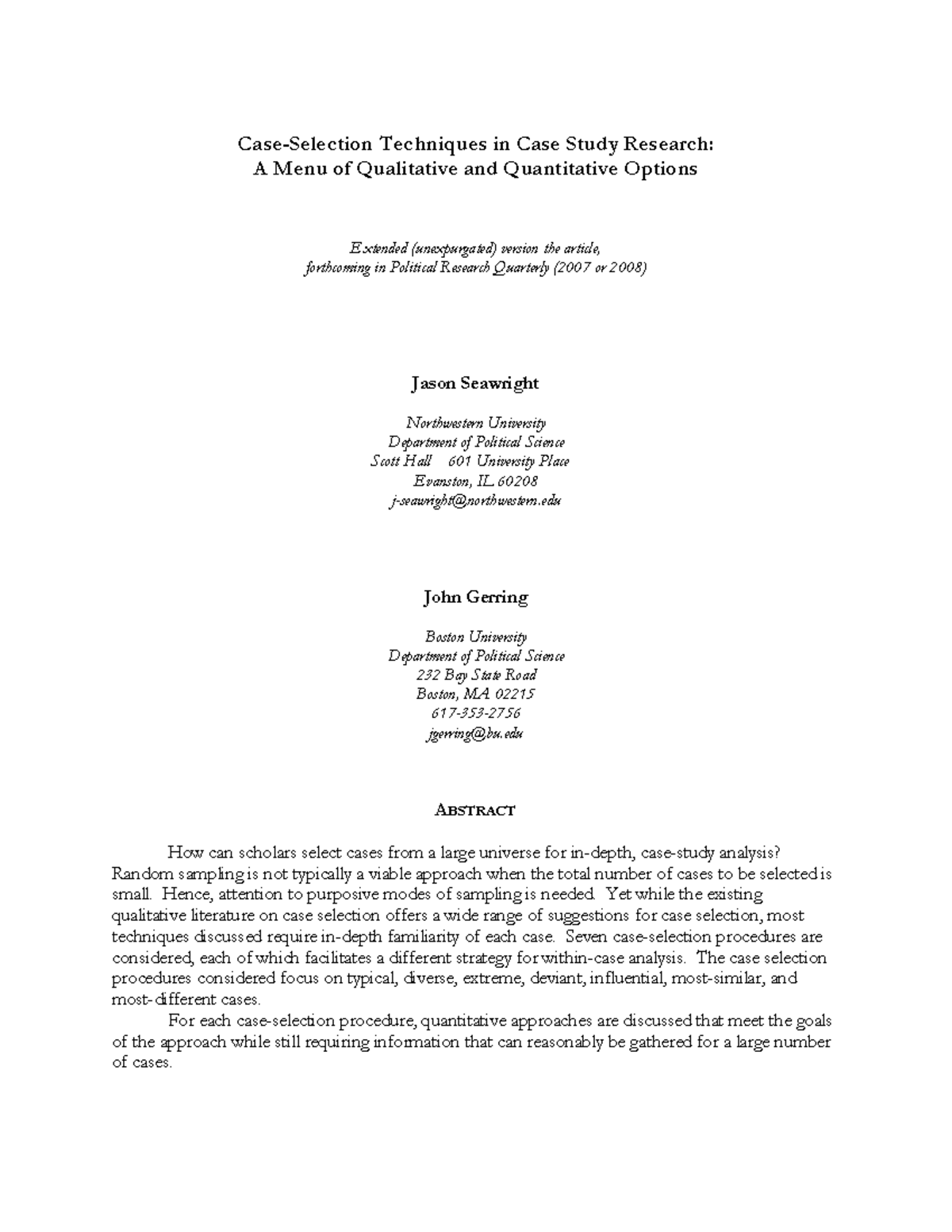 Case Selection - Goede uitleg over caseselectie - Case-Selection ...