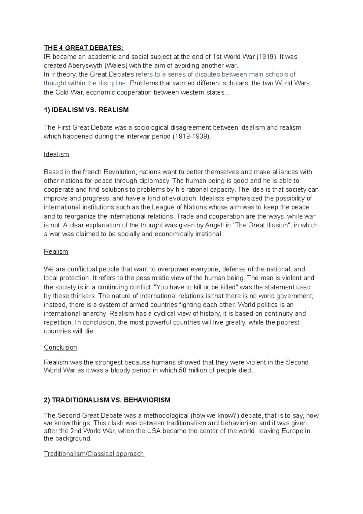 IRR The 4 Great Debates - THE 4 GREAT DEBATES: IR became an academic ...