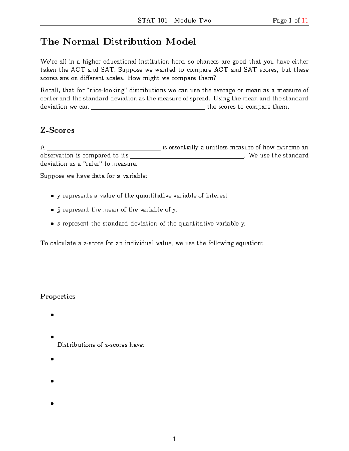 11 the normal model handouts - The Normal Distribution Model We’re all ...