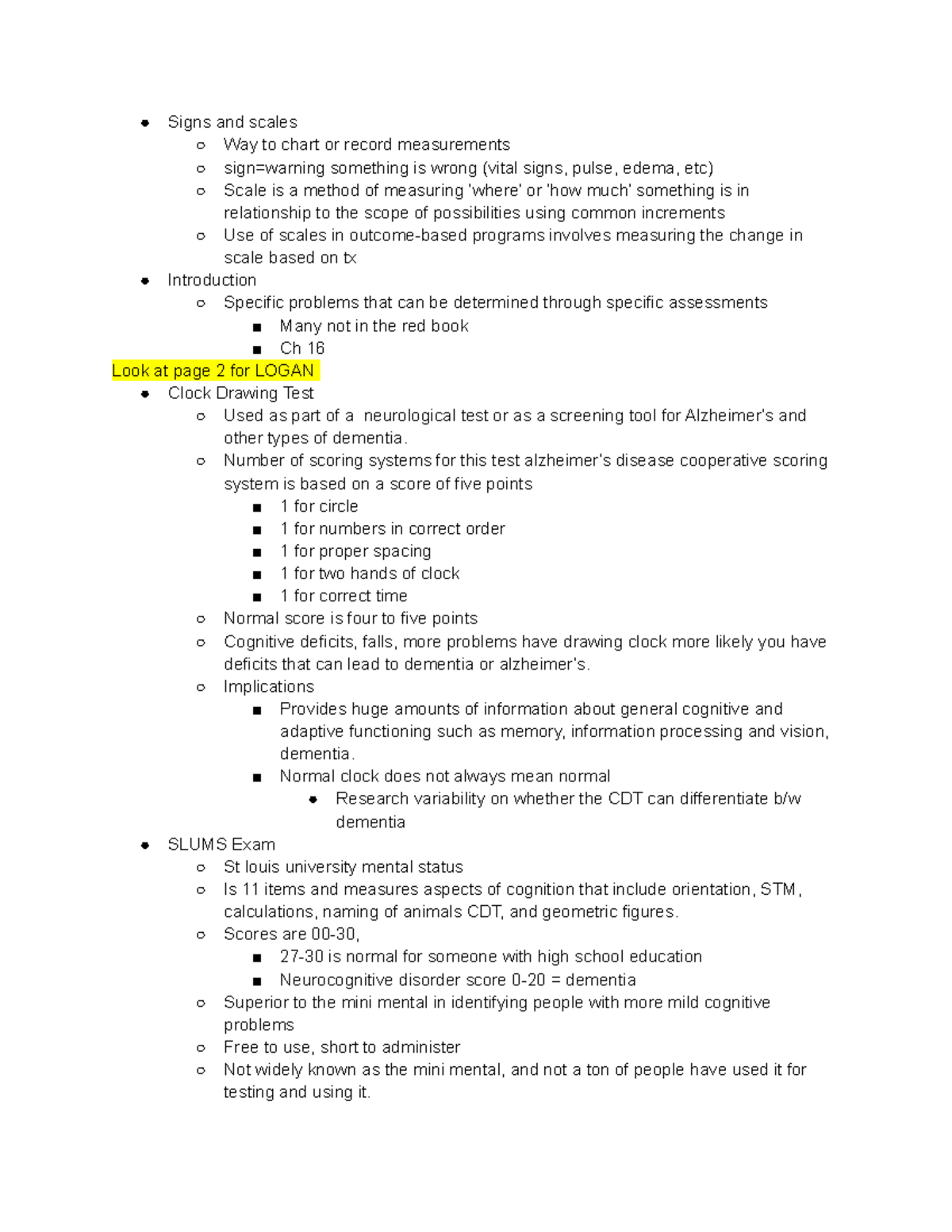 Scales and Mental Deteriation - Signs and scales Way to chart or record ...